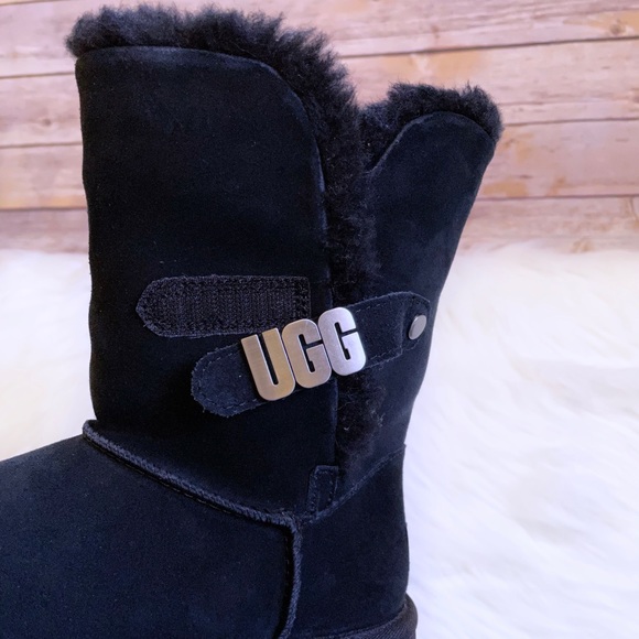 UGG | Shoes | Ugg Bailey Ugg Metal Graphic Black Suede Boots | Poshmark
